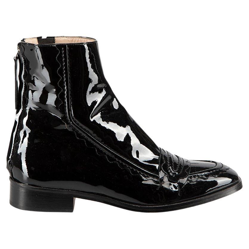Black Patent Square Toe Ankle Boots Size IT 39 For Sale at 1stDibs