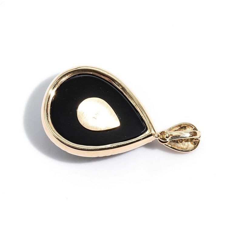 Black Pear Onyx and Citrine Diamond Vintage 9 Carat Yellow Gold ...