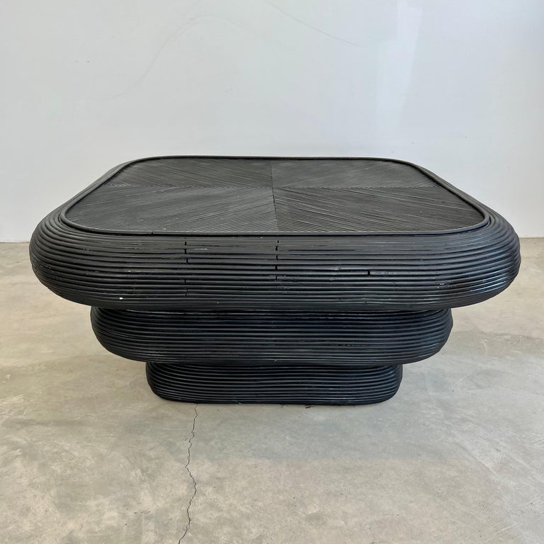 Black Pencil Reed Coffee Table, 1980s USA For Sale at 1stDibs