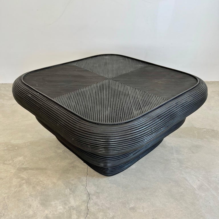 Black Pencil Reed Coffee Table, 1980s USA For Sale at 1stDibs