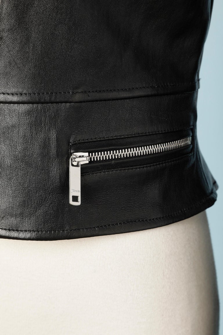 Black perfecto leather jacket Jitrois NEW with tag For Sale at 1stDibs