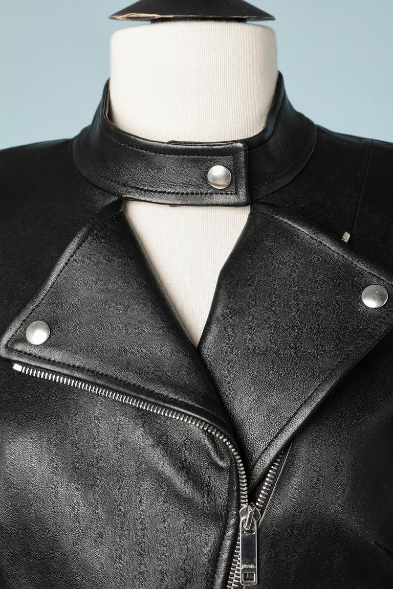 Black perfecto leather jacket Jitrois NEW with tag For Sale at 1stDibs