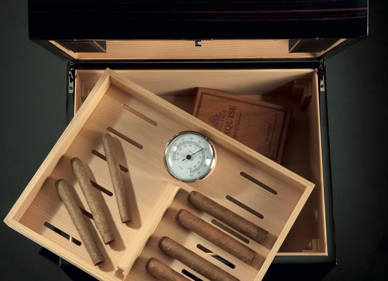 Black Polished Box for Five Watches with Ultrasuede Detail by Agresti ...