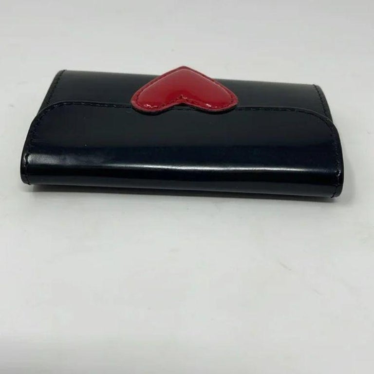 Black Polished Leather Red Heart KeyChain Vintage For Sale at 1stDibs