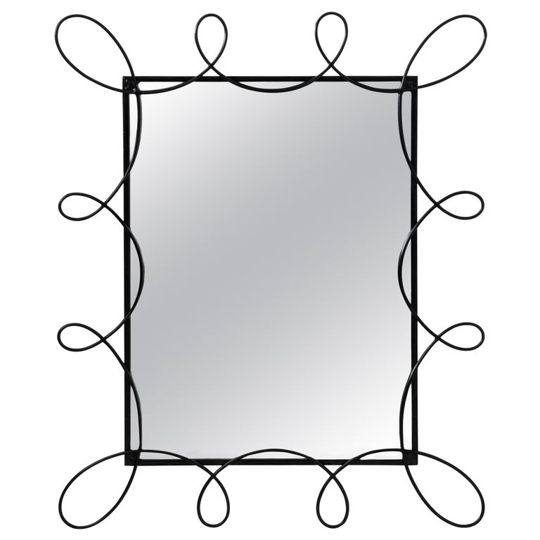 Black Powder Coated Scroll Mirror at 1stDibs | black scroll mirror