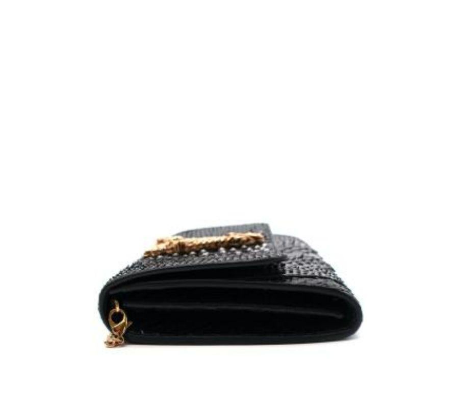 Versace Black Python Crystal Embellished Virtus Wallet on Chain For ...
