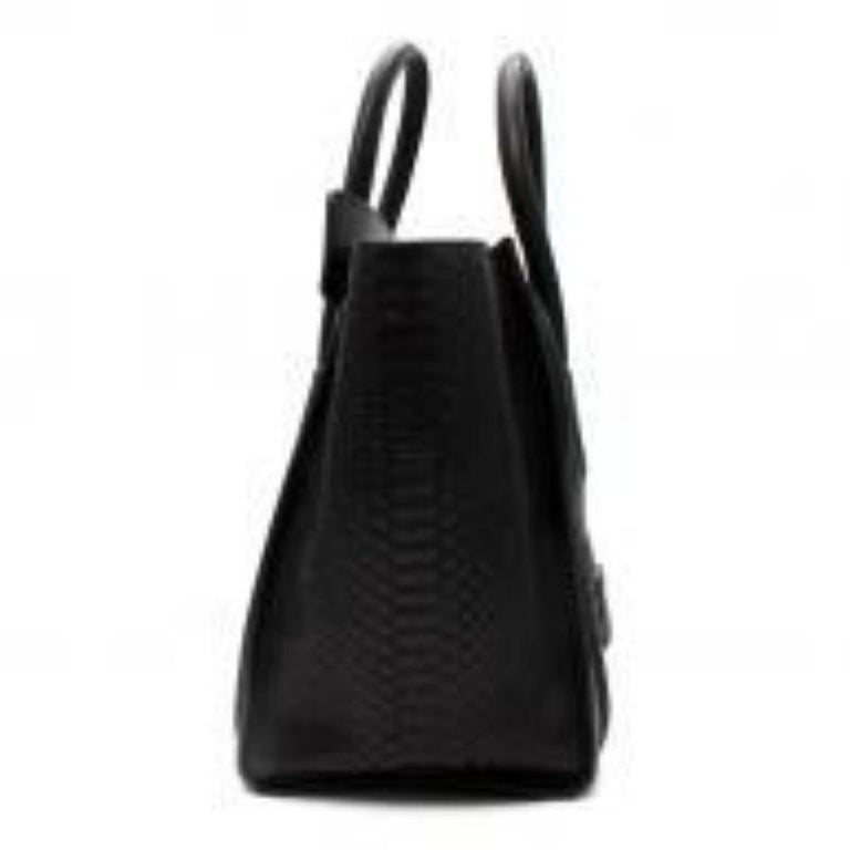 Black Python and Leather Mini Luggage Tote For Sale at 1stDibs