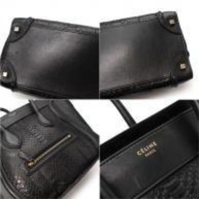 Black Python and Leather Mini Luggage Tote For Sale at 1stDibs