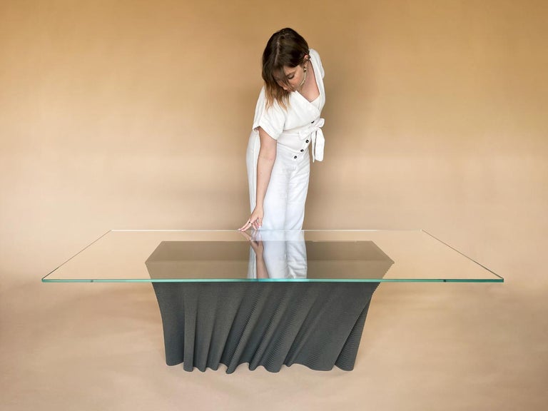 Modern Rectangular Black Quartz Sand Coffee Table, Glass Top For Sale ...