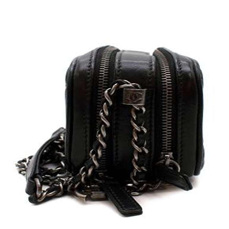 Black Quilted Leather Mini Camera Bag For Sale at 1stDibs