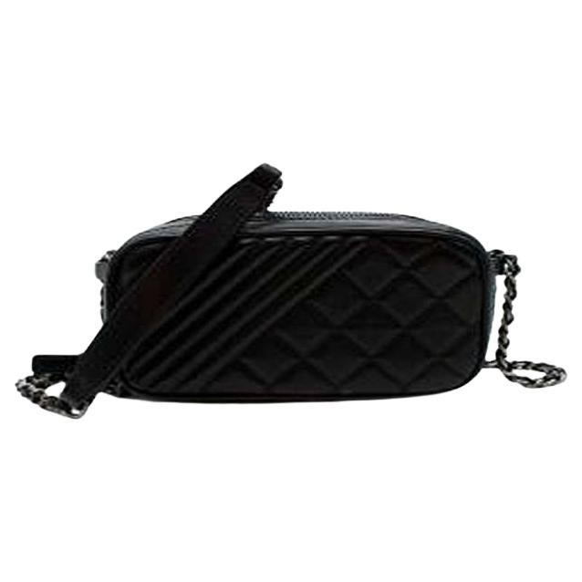 Black Quilted Leather Mini Camera Bag For Sale at 1stDibs