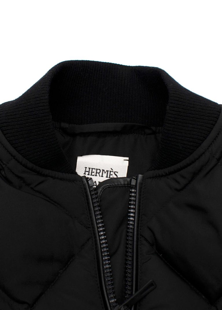 Black quilted longline bomber jacket - FR 38 For Sale at 1stDibs