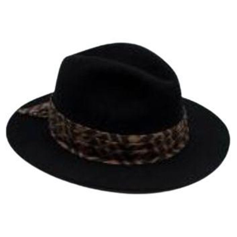 Black rabbit felt Fedora hat with FF trim For Sale at 1stDibs