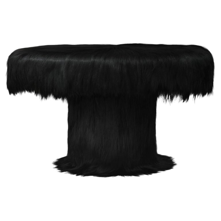 Black Raw Table with Furry Goatskin Offcuts by Atelier V&F For Sale at ...