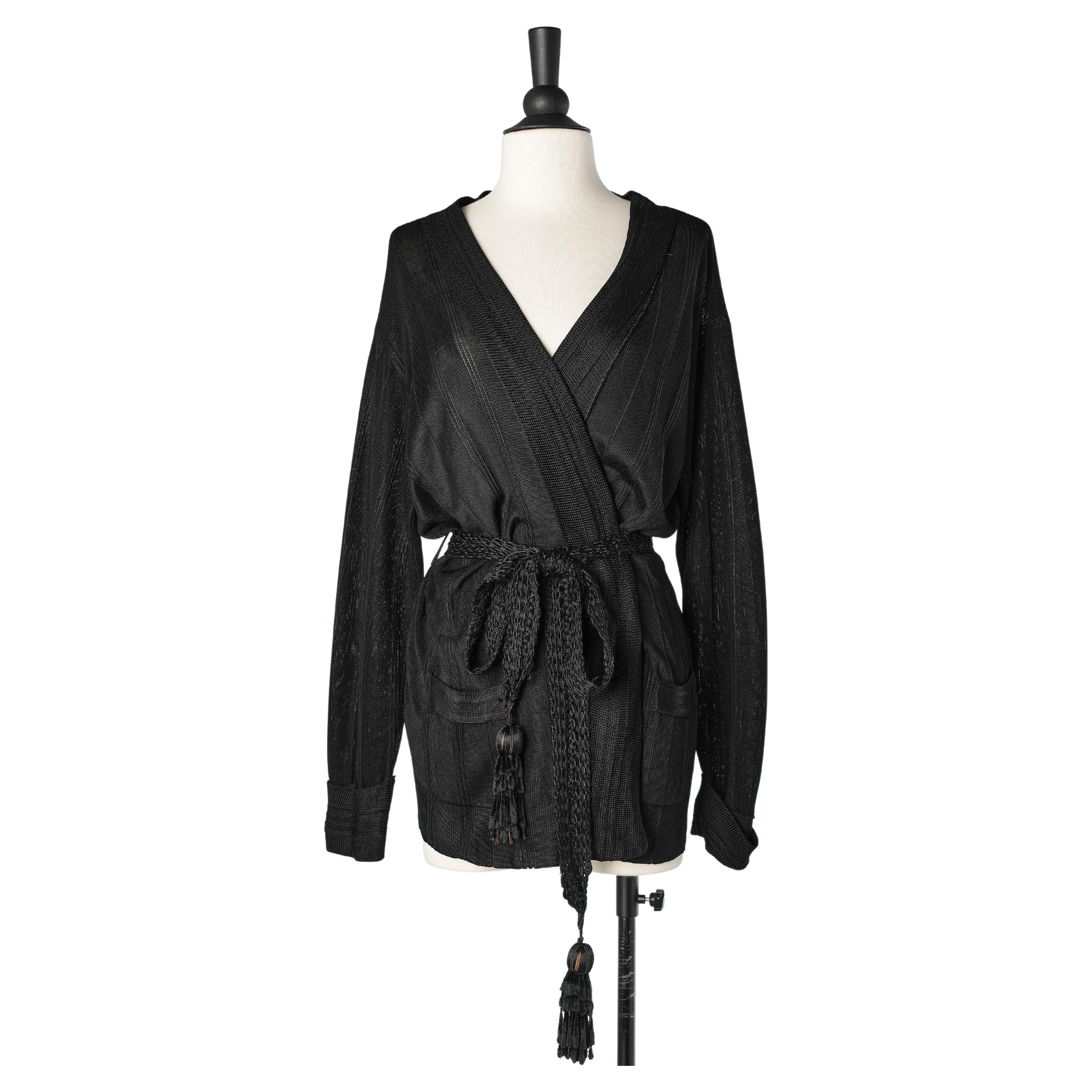Navy blue cashmere cardigan with mink collar edge Christian Dior For ...