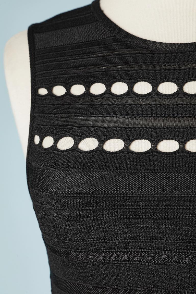 Black rayon knit see-through cocktail dress with gold eyelet Roberto ...