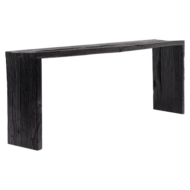 Black Reclaimed Elm Waterfall Console Table at 1stDibs