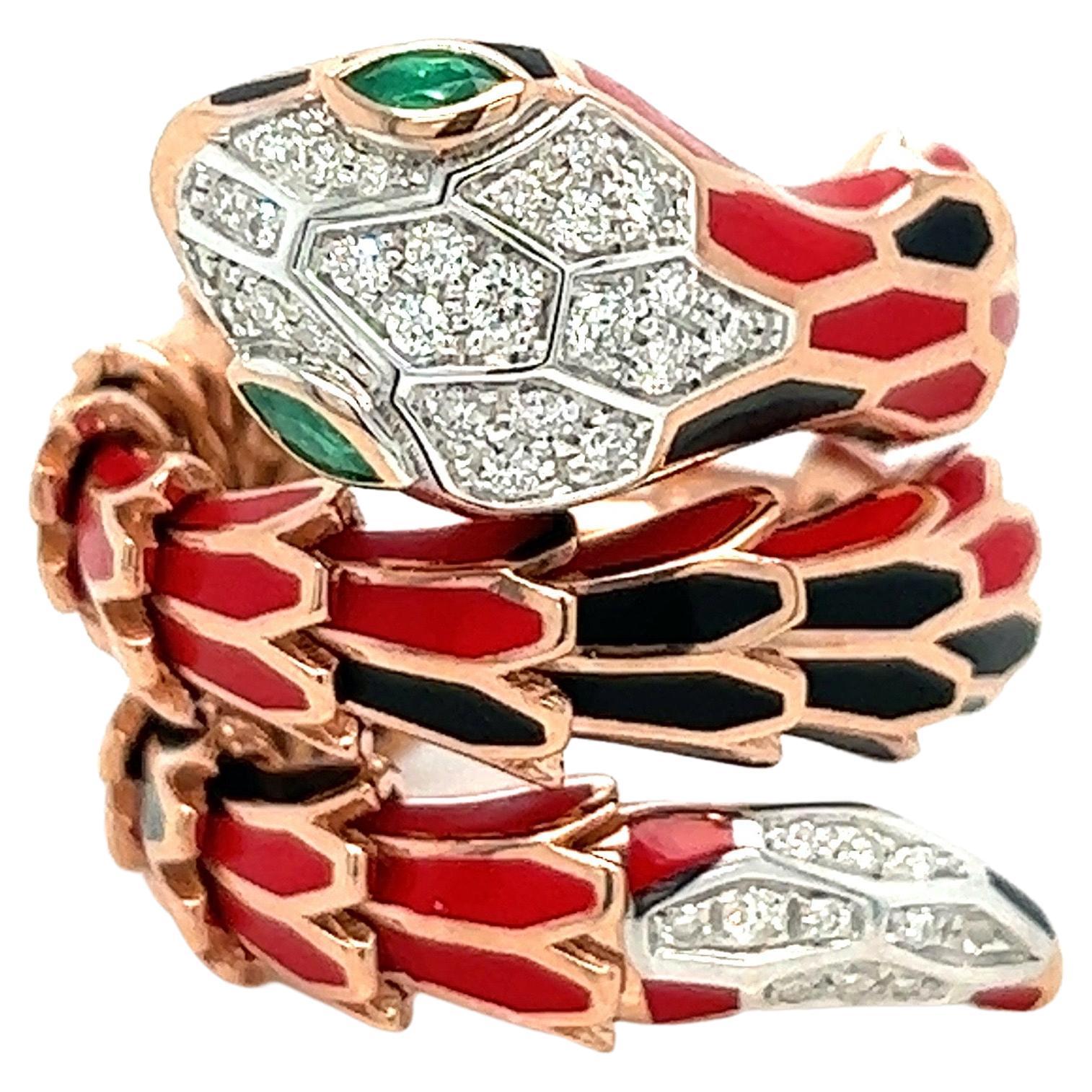 Medium Pink Enamel Snake Necklace For Sale at 1stDibs