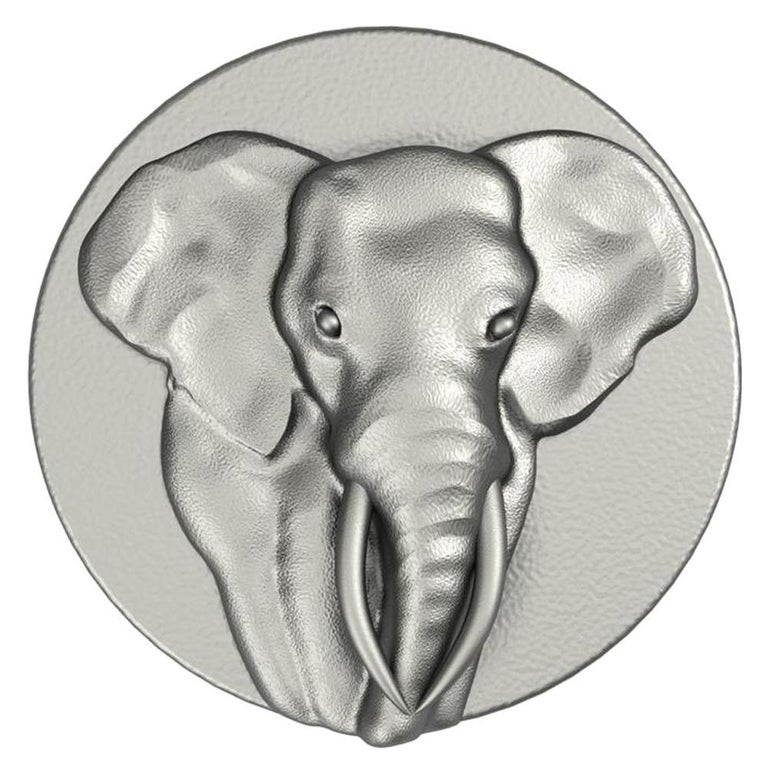 Customizable Black Rhodium Elephant 2 Tusks Signet Ring For Sale at 1stDibs