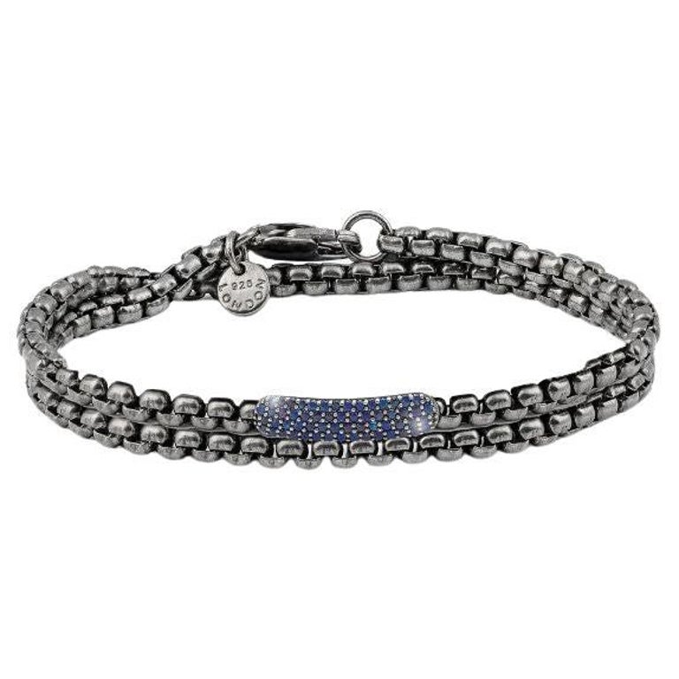 Black Rhodium Plated Sterling Silver Catena Baton Bracelet with ...