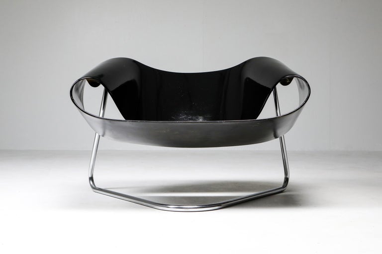 Black Ribbon Chair by Franca Stagi for Bernini, 1961 For Sale at 1stDibs
