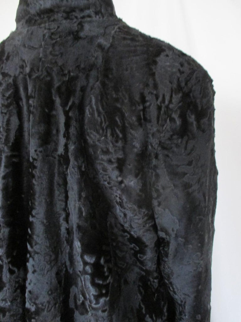 Black Broadtail Lamb Fur Coat For Sale at 1stDibs
