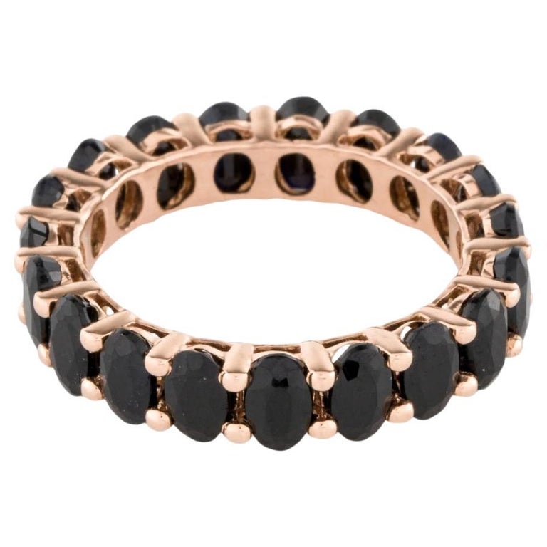 Black Sapphire Oval Eternity Ring in 14k Gold For Sale at 1stDibs