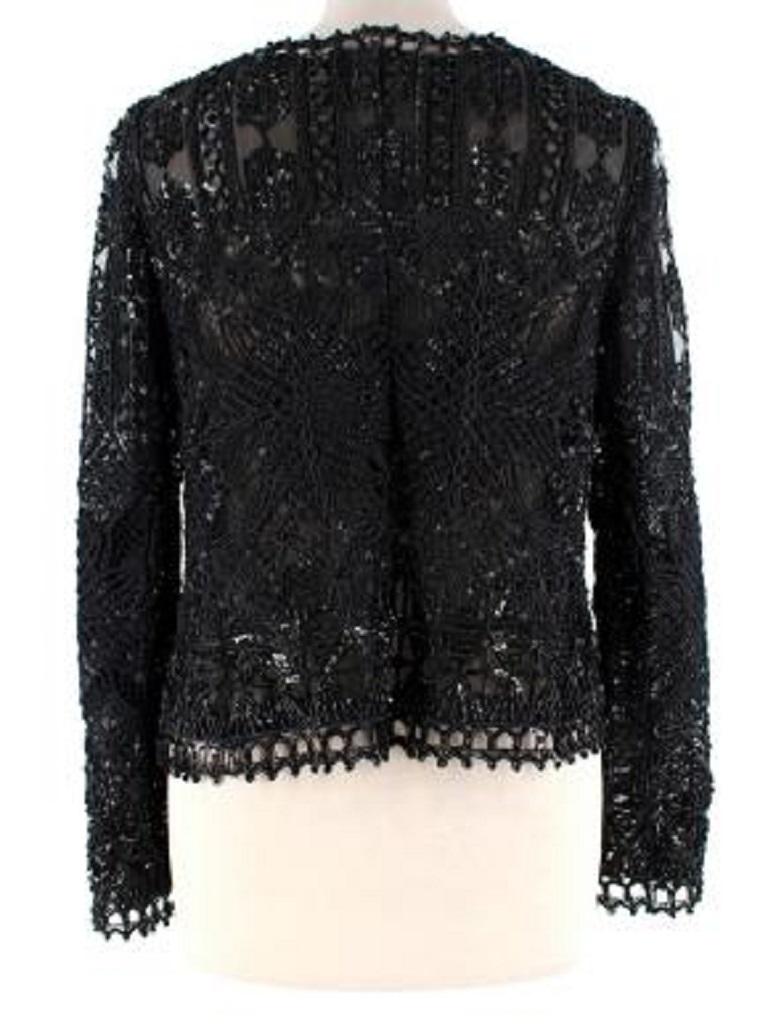 Black Sheer Embellished Sequin Cropped Jacket For Sale at 1stDibs