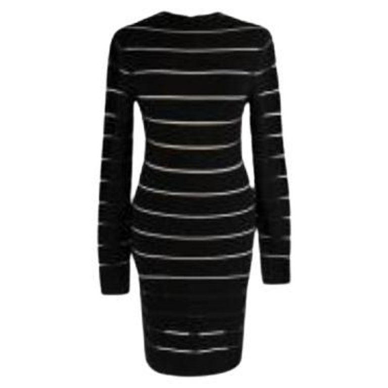 Black Sheer Striped Fitted Dress For Sale at 1stDibs