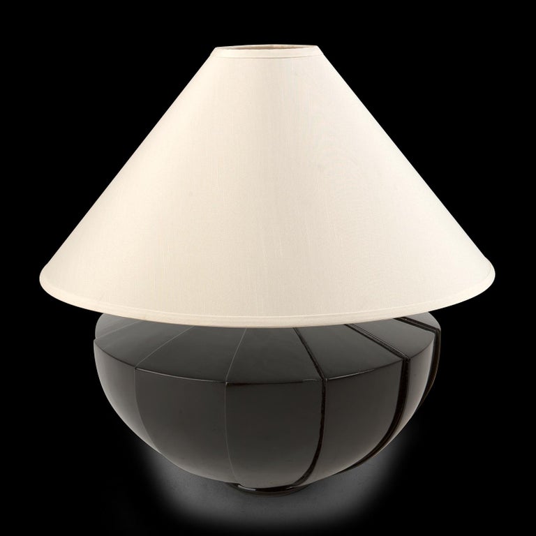 Black Shell Table Lamp in Solid Mahogany Wood For Sale at 1stDibs