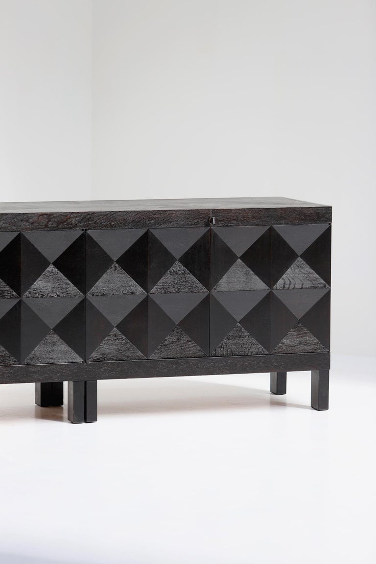 Brutalist black sideboard with graphic patterned doors for MI, Belgium ...