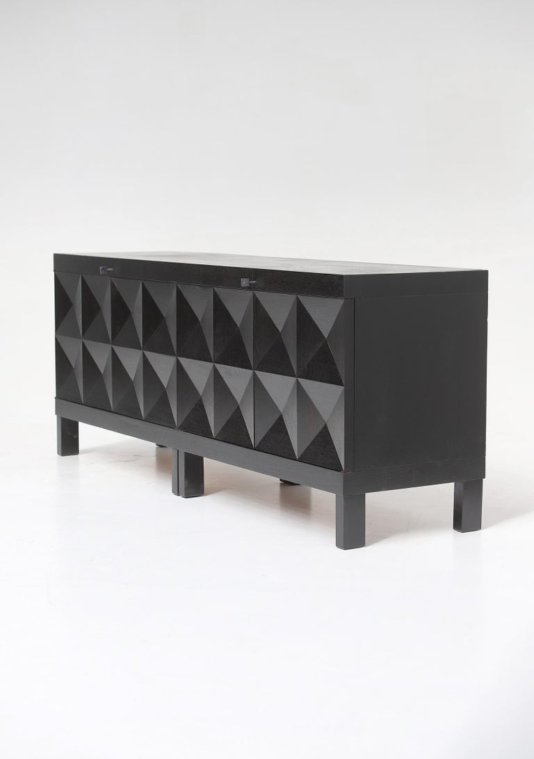 Brutalist black sideboard with graphic patterned doors for MI, Belgium ...