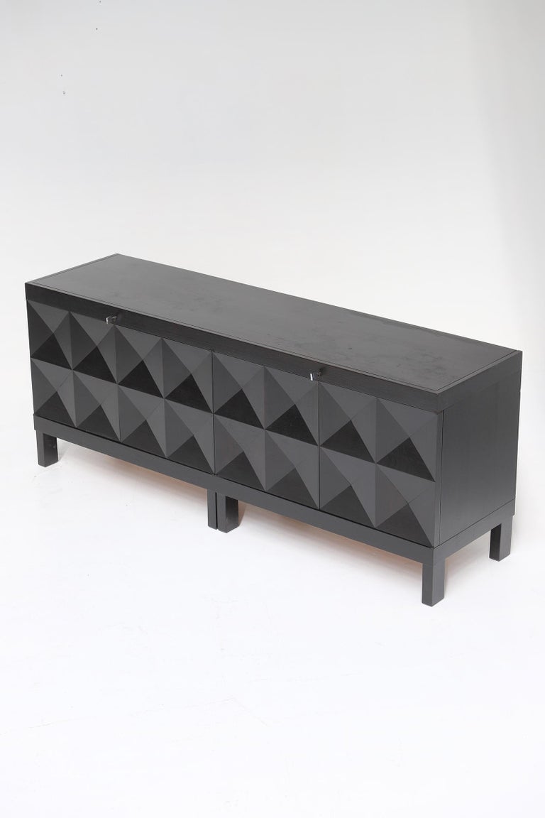 Brutalist black sideboard with graphic patterned doors for MI, Belgium ...