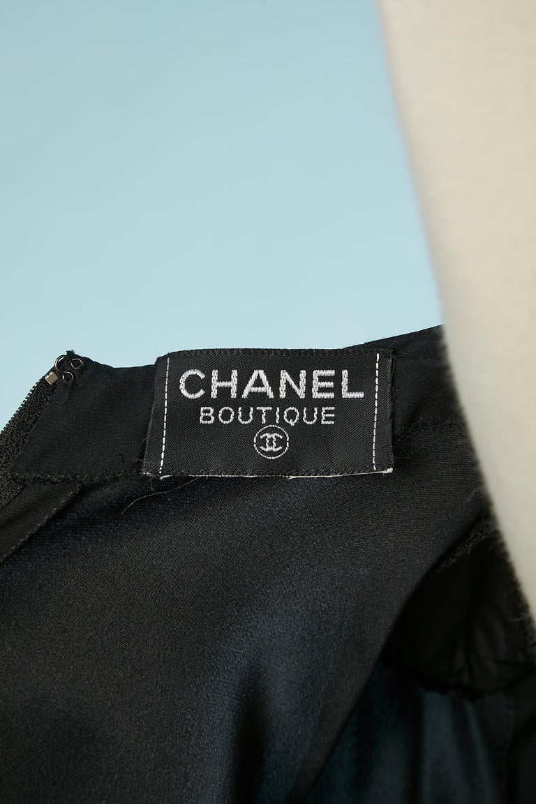 Black silk chiffon and silk satin wrapped evening dress Chanel Boutique ...