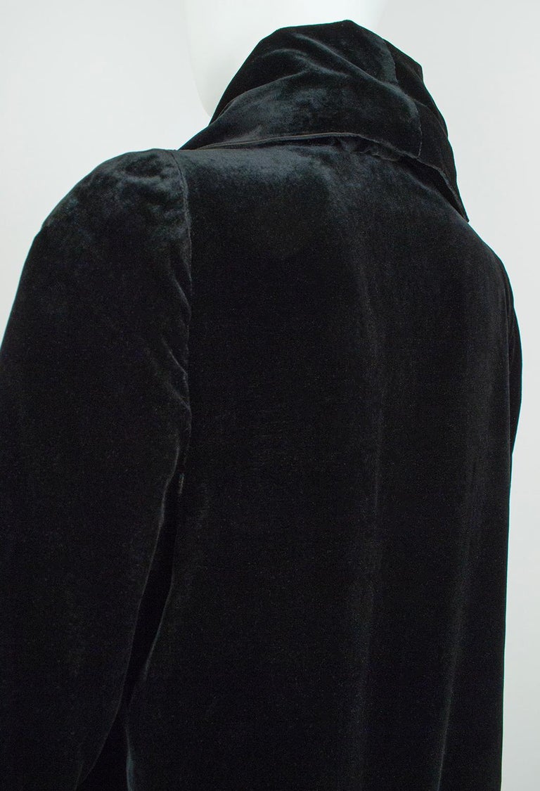 Black Silk Velvet Gold Bouillon Beaded Opera Coat w Blue Silk Lining-S ...