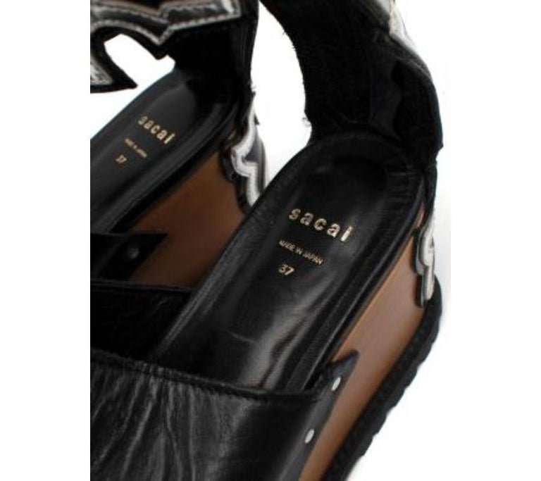 Sacai Black and Silver Leather Western Flatform Sandals For Sale at ...