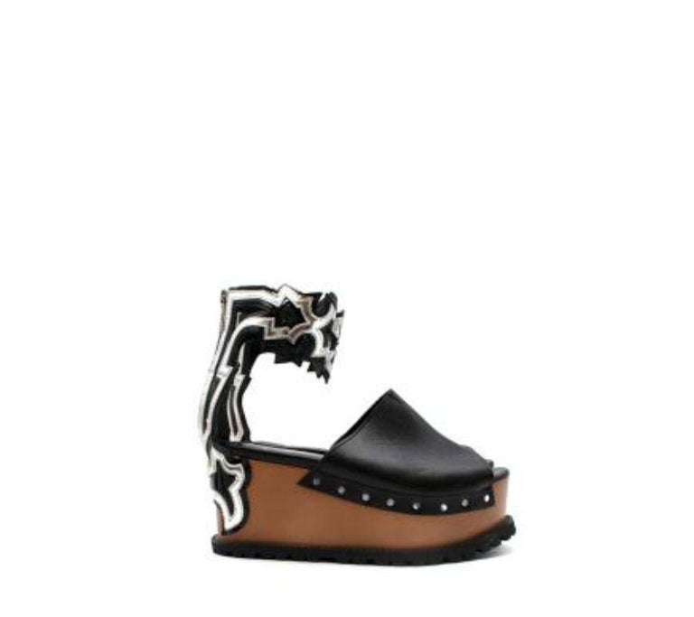 Sacai Black and Silver Leather Western Flatform Sandals For Sale at ...