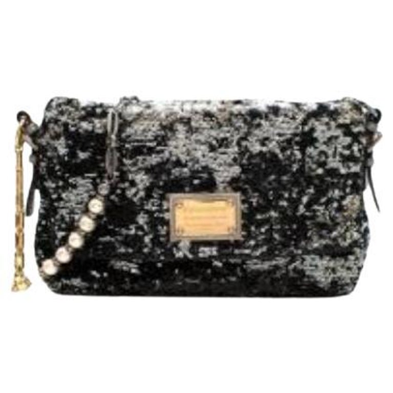 Black and Silver Sequin Miss Charles Shoulder Bag For Sale at 1stDibs
