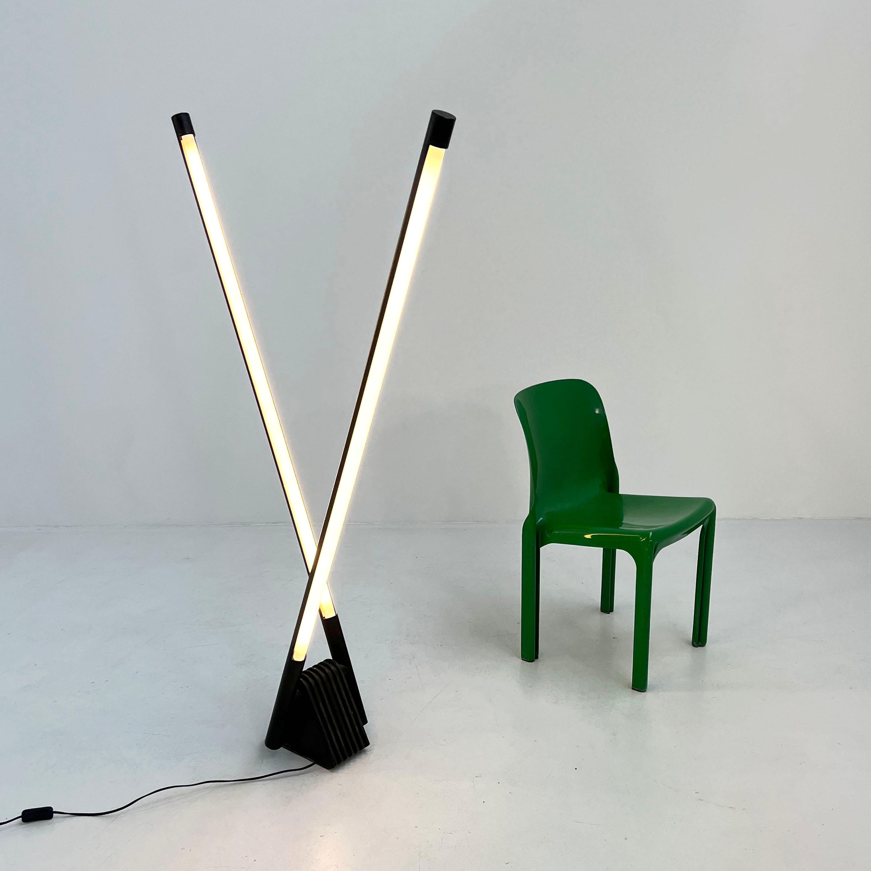 Black Sistema Flu Floor Lamp by Rodolfo Bonetto for Luci Italia, 1980s ...
