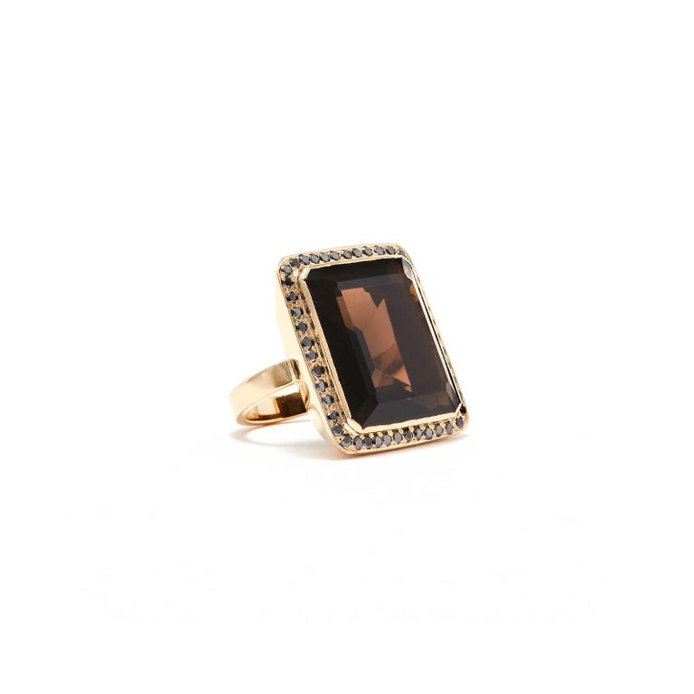 Black Smoke Diamond Gold Cocktail Ring For Sale at 1stDibs | black ...