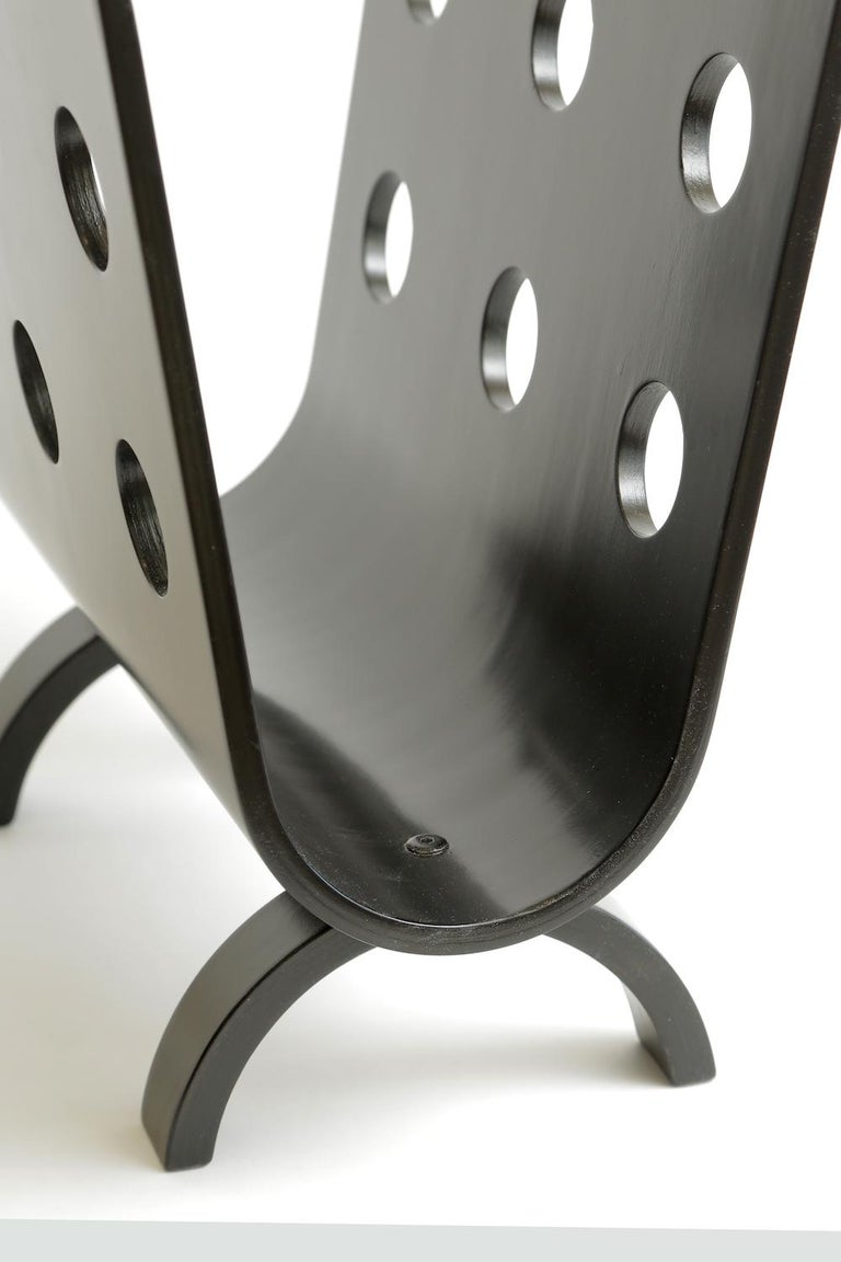 Mid-Century Modern Black Stained Bentwood Sculptural Magazine Stand or ...