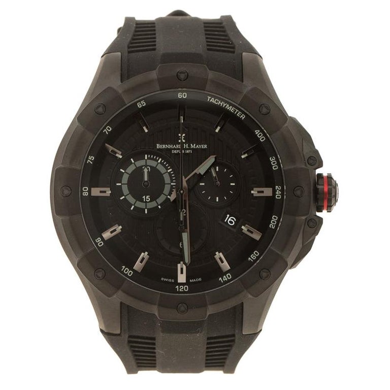 Black Stainless Steel Victor Chronograph Men's Wristwatch 50 mm For ...