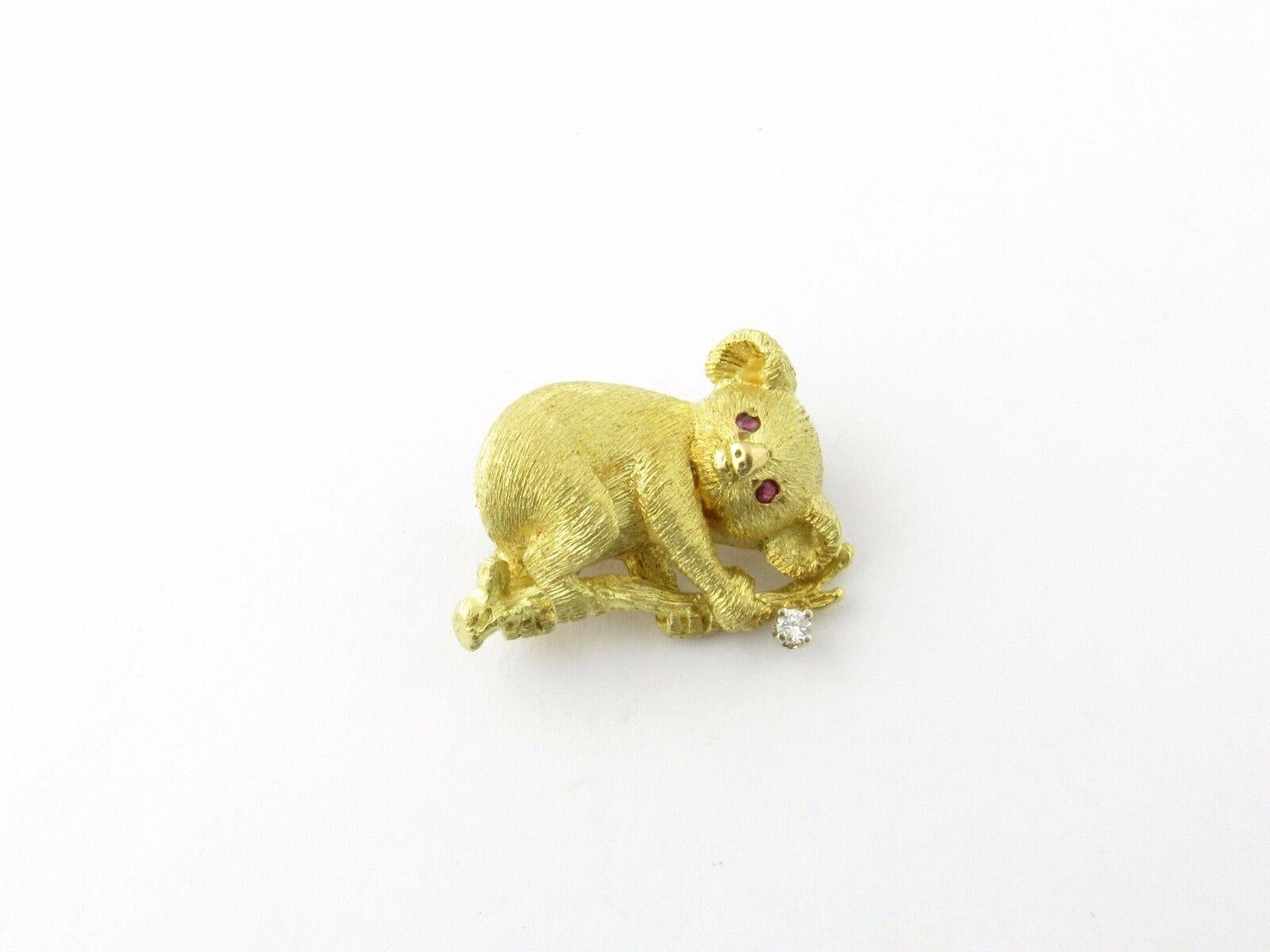 Black Starr and Frost 18 Karat Yellow Gold Diamond Ruby Koala Bear ...