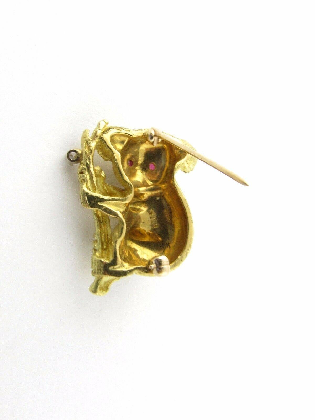 Black Starr and Frost 18 Karat Yellow Gold Diamond Ruby Koala Bear ...