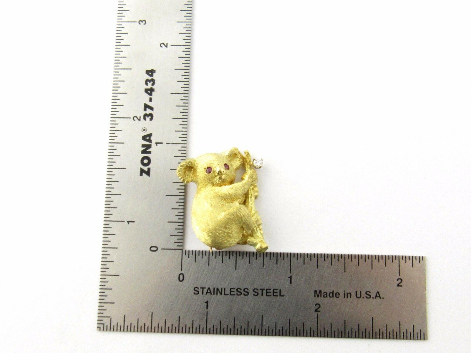 Black Starr and Frost 18 Karat Yellow Gold Diamond Ruby Koala Bear ...