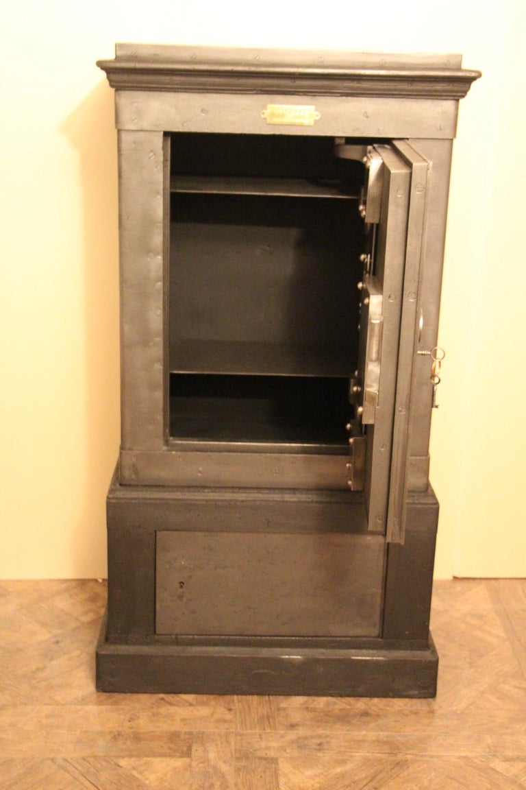 Black Steel, Iron and Wood Safe with All Keys and Working Combination ...