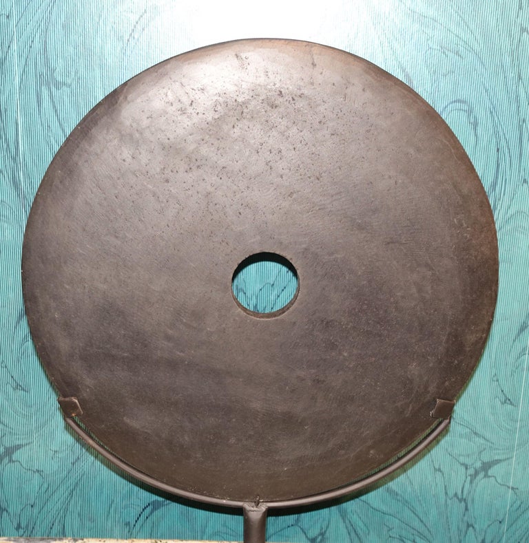 Black Stone Disc Sculpture, China, Contemporary at 1stDibs