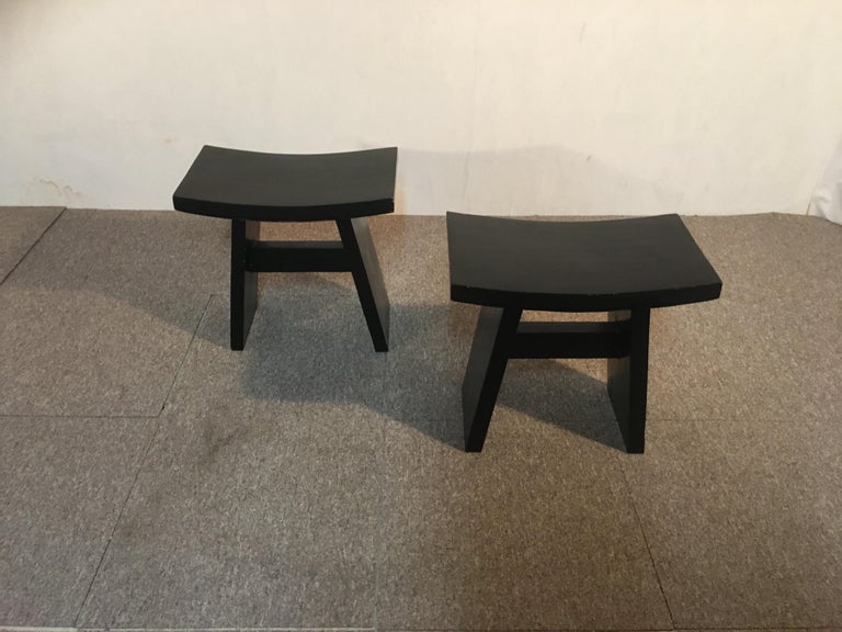 Black Stools, Modernist, Lacquered Wood, XX th at 1stDibs