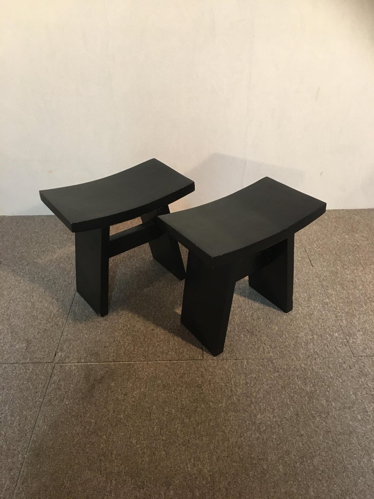 Black Stools, Modernist, Lacquered Wood, XX th at 1stDibs