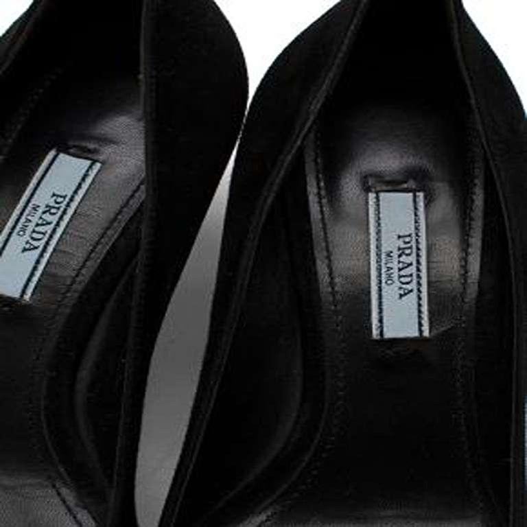 Black Suede Kitten Heels with Metallic Gold Toe Detail at 1stDibs